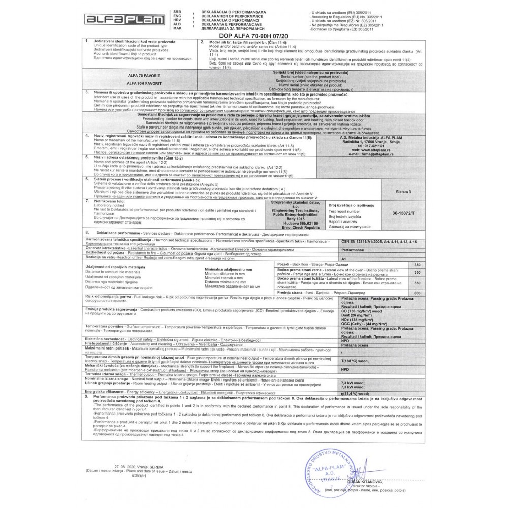 ᐉ Wood cooker stove Alfa Plam Alfa 90 H Favorit White Right, 6.5kW – Top Prices | BalkanEnergy.CO.UK